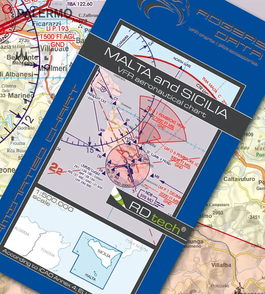 Malte-Sicile VFR Carte OACI 2025 - 500k