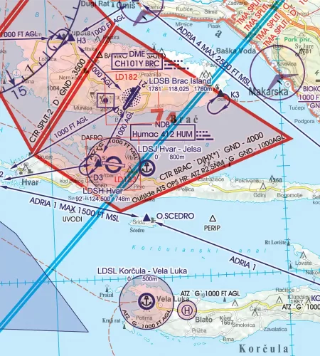 Croatia VFR Chart 500k | for Flight Planner, Sky Map, StrePla