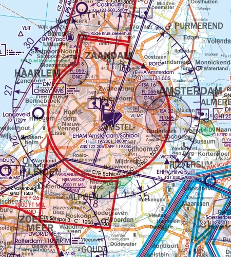 Netherlands wallchart - VFR ICAO chart - Plano aeronautical